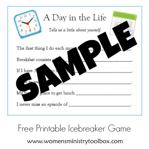 Icebreaker: A Day in the Life (Free Printable) - Women's Ministry Toolbox